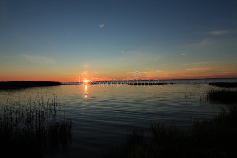 Sunset over the lake stock image. Image of ocean, countryside - 101419873