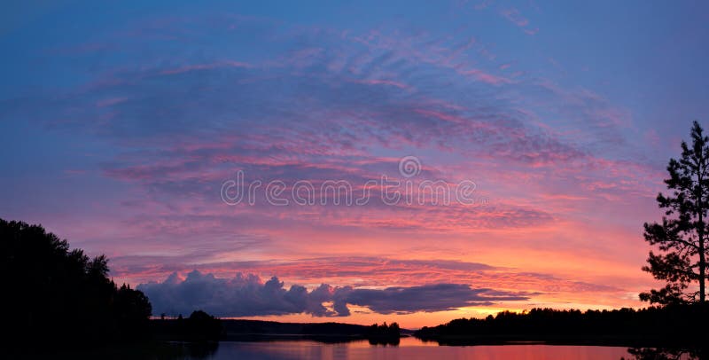 Sunset over lake stock image. Image of blue, beautiful - 44655163