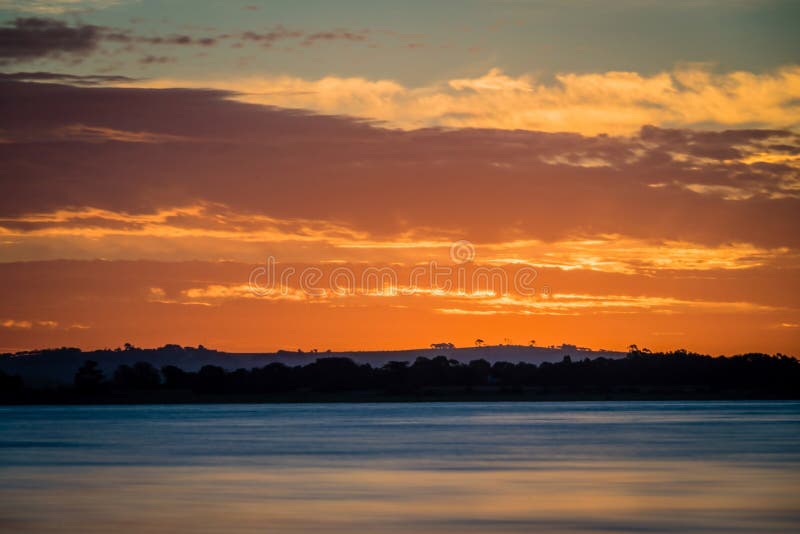 Sunset Over Lake Colac in Victoria, Australia Stock Photo - Image of ...