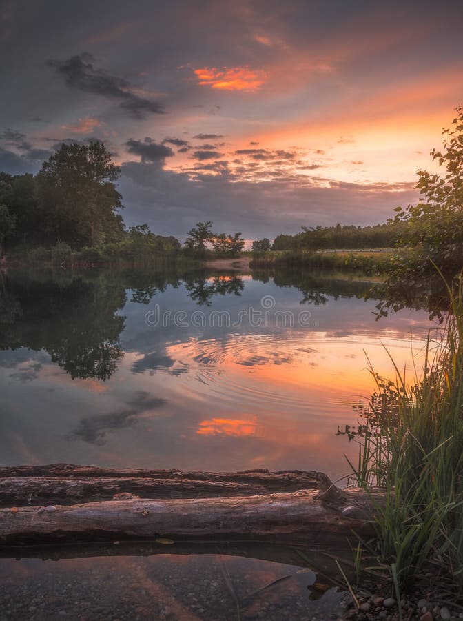 Sunset over the Lake stock image. Image of color, scenery - 122204321
