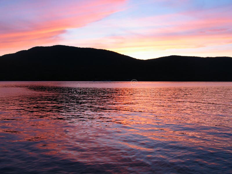Sunset Over Lake George New York Stock Image - Image of natural ...