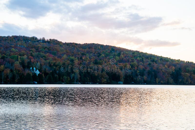 Sunset Over Lake during Indian Summer in Quebec, Canada Stock Image ...