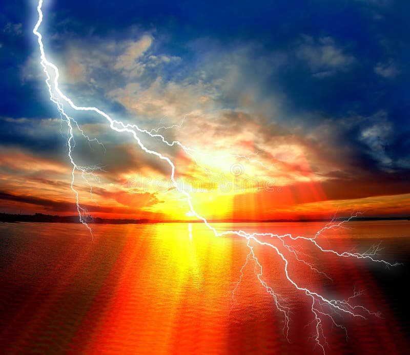 Sunset over lake stock image. Image of dusk, ocean, orange - 39051227