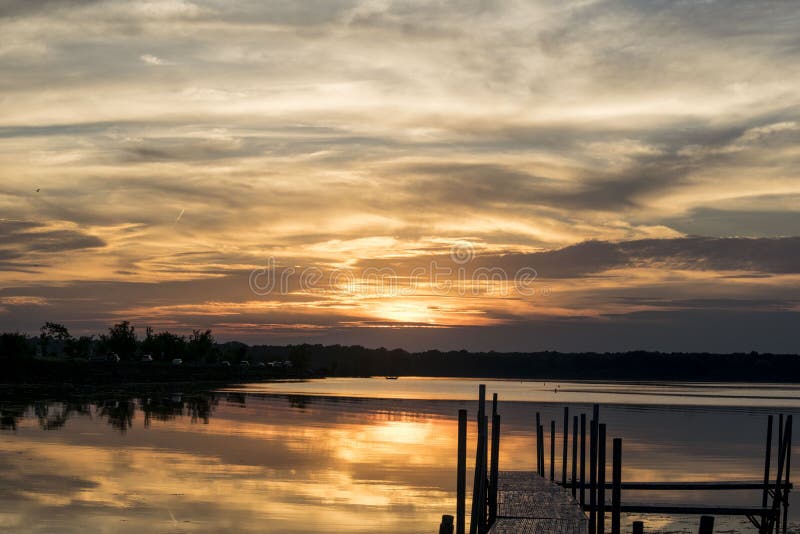Sunset over the lake stock image. Image of view, reservoir - 77746347