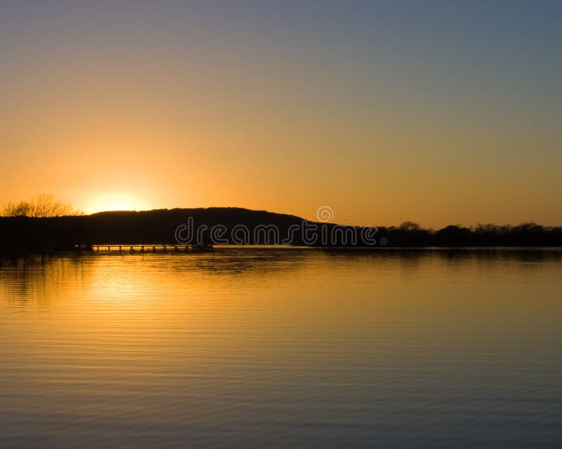 A Sunset Over a Mountain Lake Stock Image - Image of countryside, texas ...