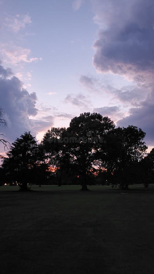 Sunset over the landscape stock photo. Image of night - 158384502
