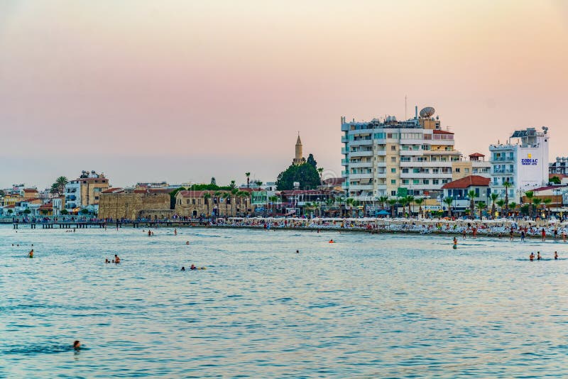 Sunset Over Larnaca, Cyprus Editorial Image - Image of city, landmark ...