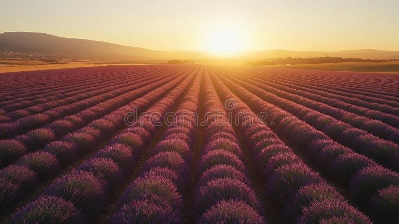 Lavender Fields Sunset Golden Horizon Over Provence Stock Photos - Free ...