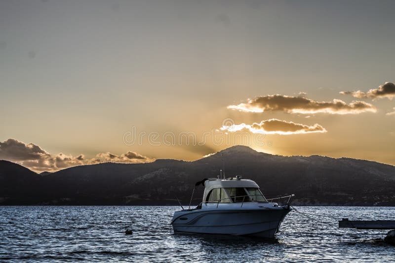 Sunset over Lefkada Island stock photo. Image of sunset - 44345472