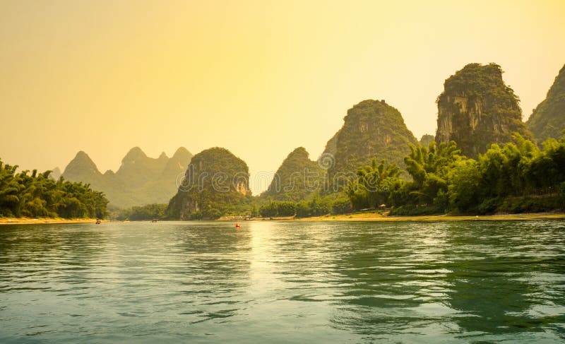 Li-river, Yangshuo, China stock photo. Image of hills - 7170730