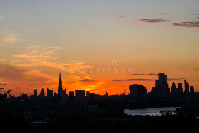 Sunset Over London As Seen from Greenwich Stock Photo - Image of ...