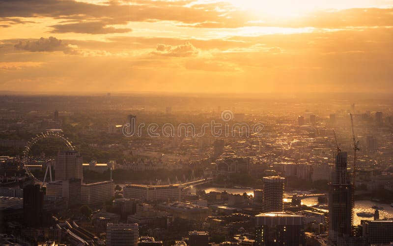 Sunset over London editorial stock photo. Image of cityscape - 50259993