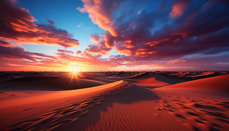 Sunset Over the Majestic African Sand Dunes Generated by AI Stock Image ...