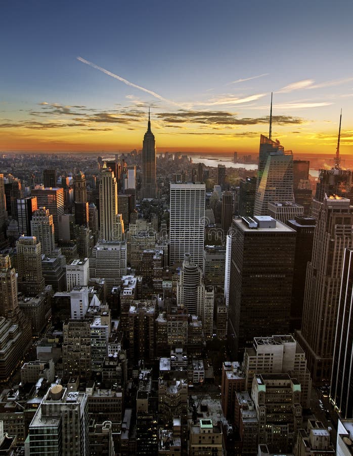 Sunset over new york city stock photo. Image of skyline - 51871196