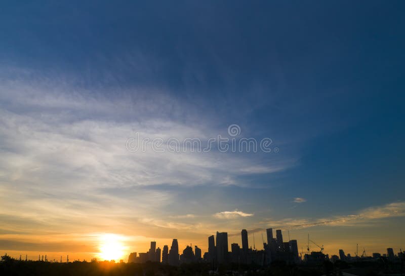 Sunset Over Modern City stock image. Image of singapore - 7286427