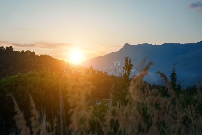 Sunset Over Monte Petrella Mountain Stock Image - Image of mountain ...