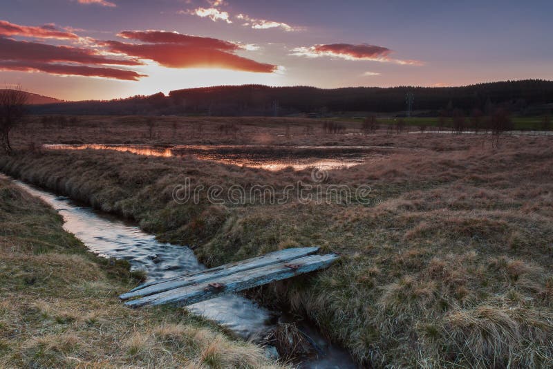 Sunset over the moor stock image. Image of spring, sleeper - 53902645