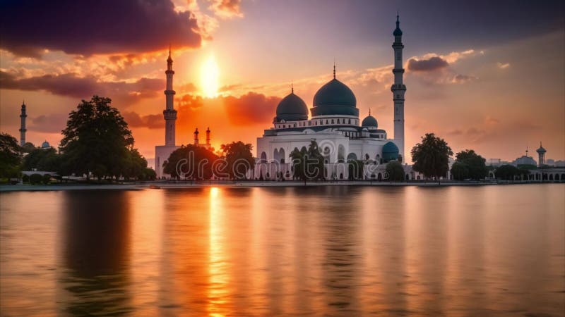 Sunset Over Mosque in the UAE Stock Video - Video of beautiful, islam ...