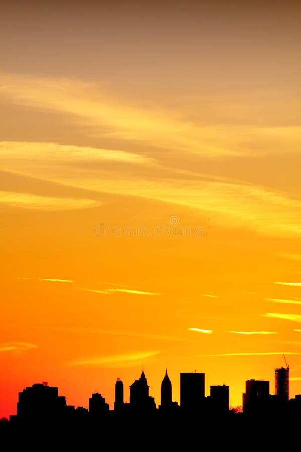 Sunset over New York City stock image. Image of sunlight - 16257769