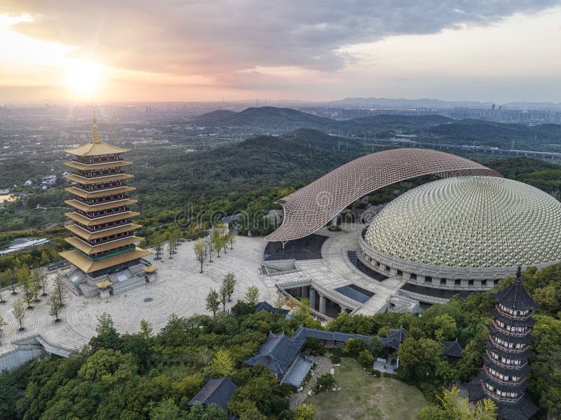 Sunset Over Niushoushan Park in Nanjing Editorial Stock Image - Image ...