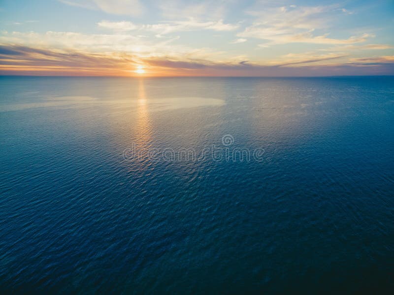 Sunset Over Ocean Aerial View. Stock Image - Image of copy, aerial ...