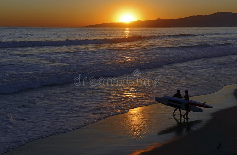 Sunset Over the Ocean on the Beach Stock Photo - Image of dusk, pacific ...