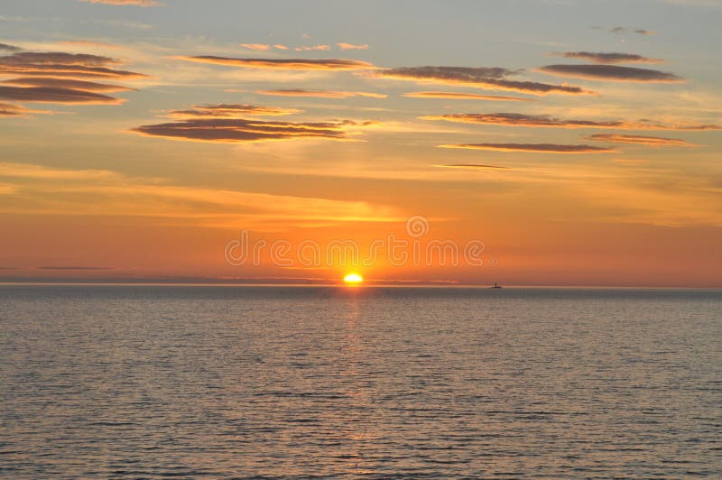 Sunset Over the Atlantic Ocean from Ship Stock Photo - Image of ...