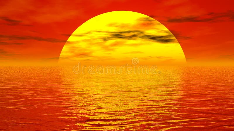 Sunset Over Ocean - 3D Render Stock Footage - Video of ocean, nature ...