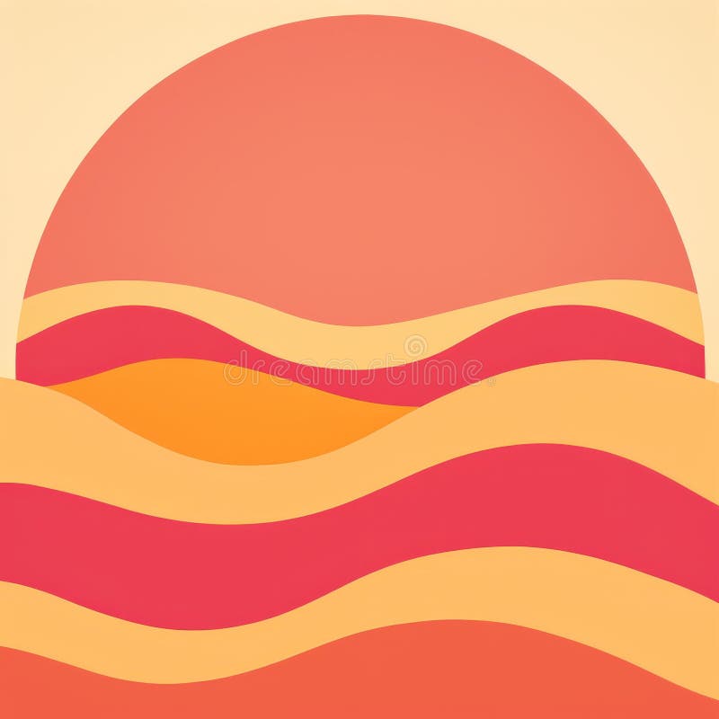 Sunset Graphic Illustration with Wave of Sun Stock Illustration ...