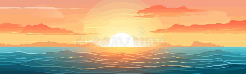Sunset Over the Ocean Isolated Vector Style Stock Vector - Illustration ...