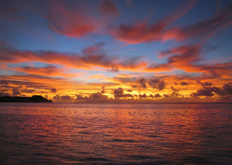 Sunset over ocean stock photo. Image of colors, sunbeams - 41646246