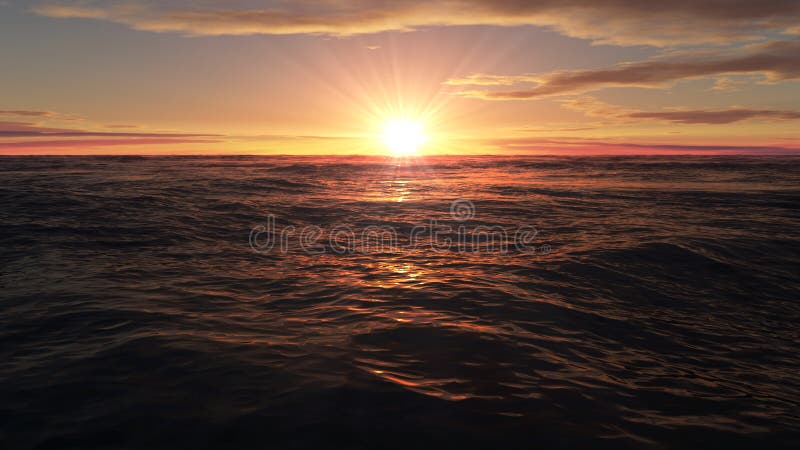 Sunset Over the Ocean, Sunset Over the Sea. Stock Illustration ...