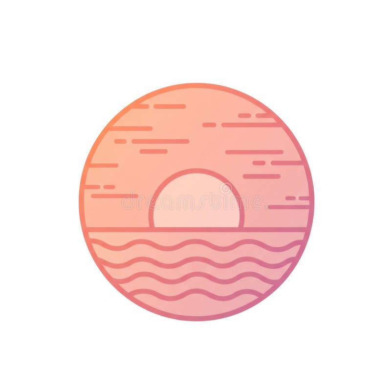 Sunset Over Ocean Waves: Minimalist Pink and Orange Gradient ...