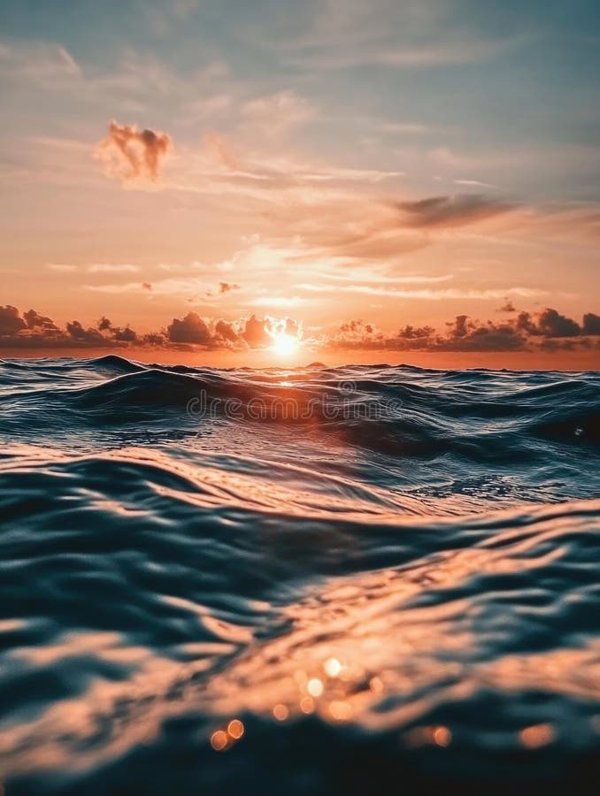 Sunset over ocean waves stock image. Image of vacation - 379972235