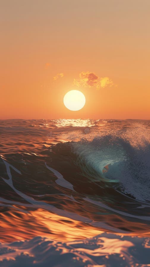 Sunset Over the Ocean with Waves Stock Photo - Image of hour, waves ...