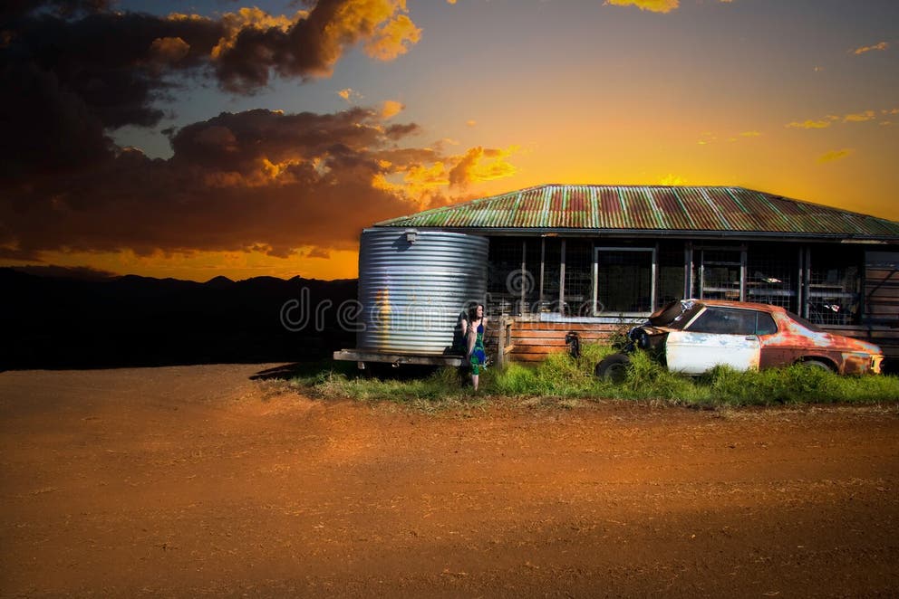 Sunset over old shack stock photo. Image of motor, building - 10546774