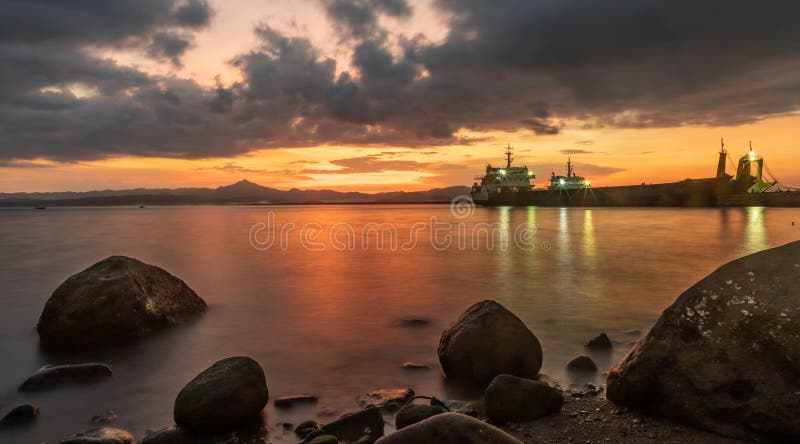Sunset Over Ormoc Bay, Philippines Stock Image - Image of attraction ...