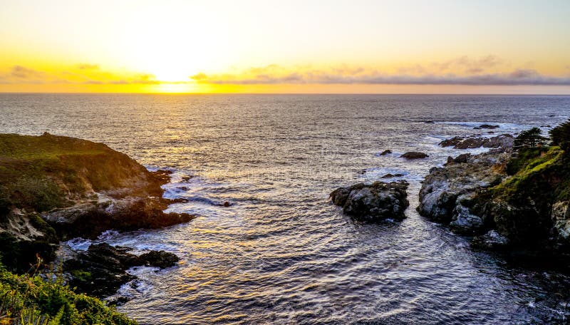 Sunset Over Pacific Ocean at Big Sur California Stock Photo - Image of ...
