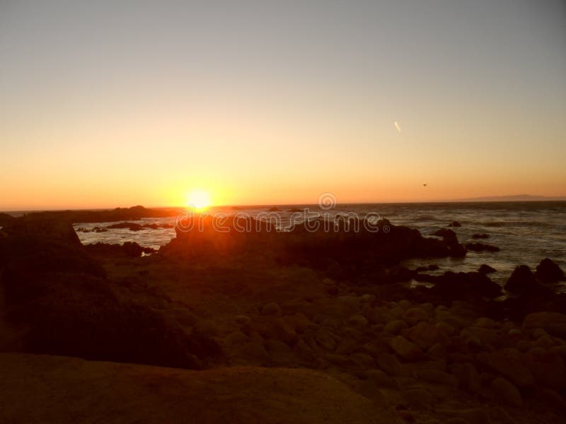 Sunset Over Pacific Ocean in California Stock Image - Image of sunset ...