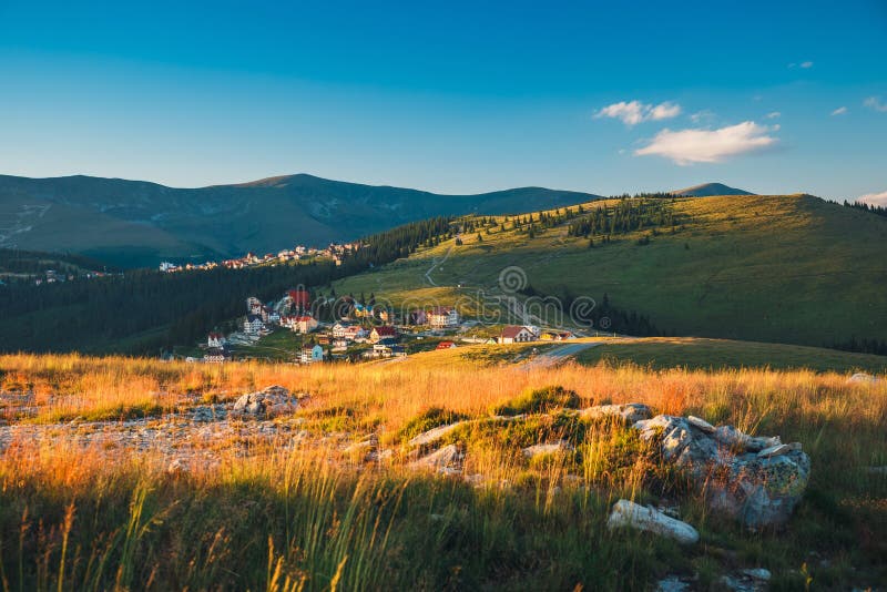 Sunset Over Parang Mountains in Romania Stock Image - Image of cloudy ...