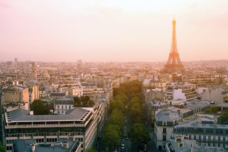 Sunset over Paris stock image. Image of france, capital - 61349037