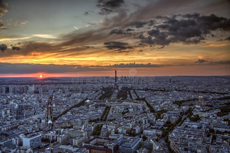 Sunset over Paris stock photo. Image of europe, romantic - 62527886
