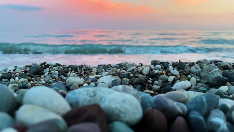 Seashore Covered with Pebbles Close-up Stock Video - Video of rolling ...