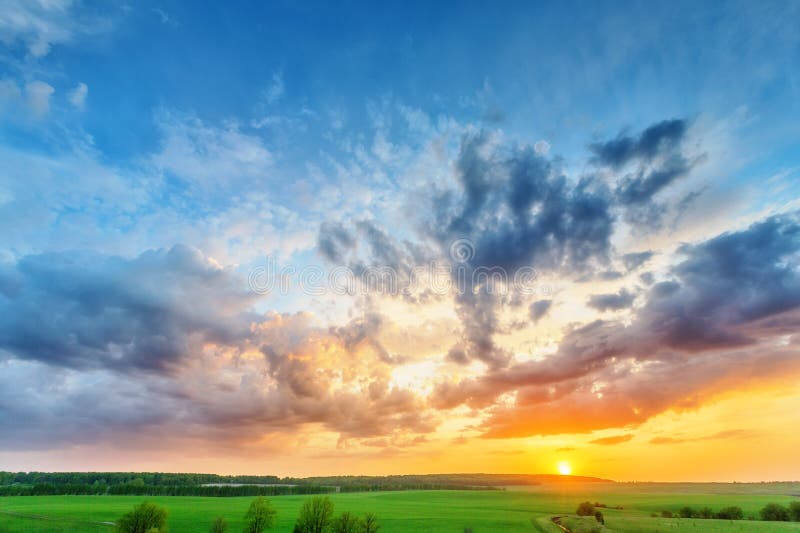 Sunset over plain stock image. Image of calm, nature - 65252803
