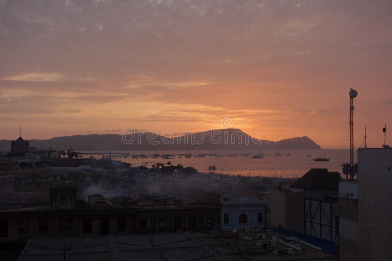 Sunset Over the Port of Callao. Lima, Peru Editorial Stock Image ...