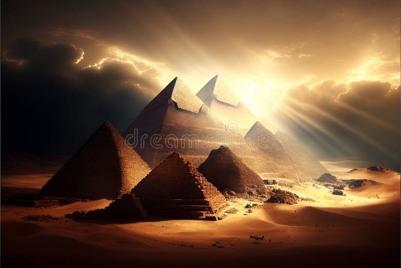 Sunset Over the Pyramids of Giza. AI Generated. Stock Photo - Image of ...