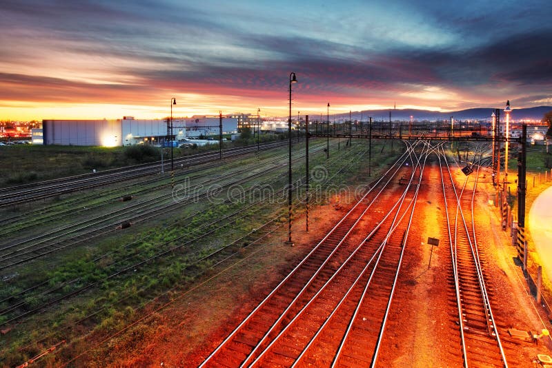Sunset over railroad stock photo. Image of concept, beautiful - 35438098