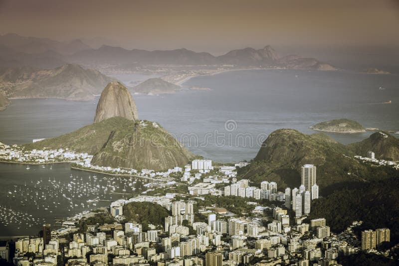 Sunset over Rio de Janeiro stock image. Image of brasil - 39005017