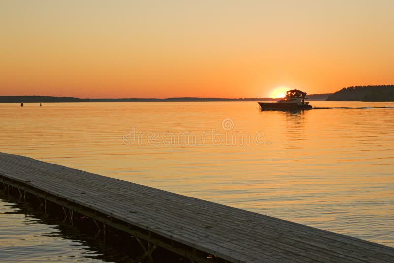Fishing on the Lake at Sunset Stock Photo - Image of dark, horizon: 2953058