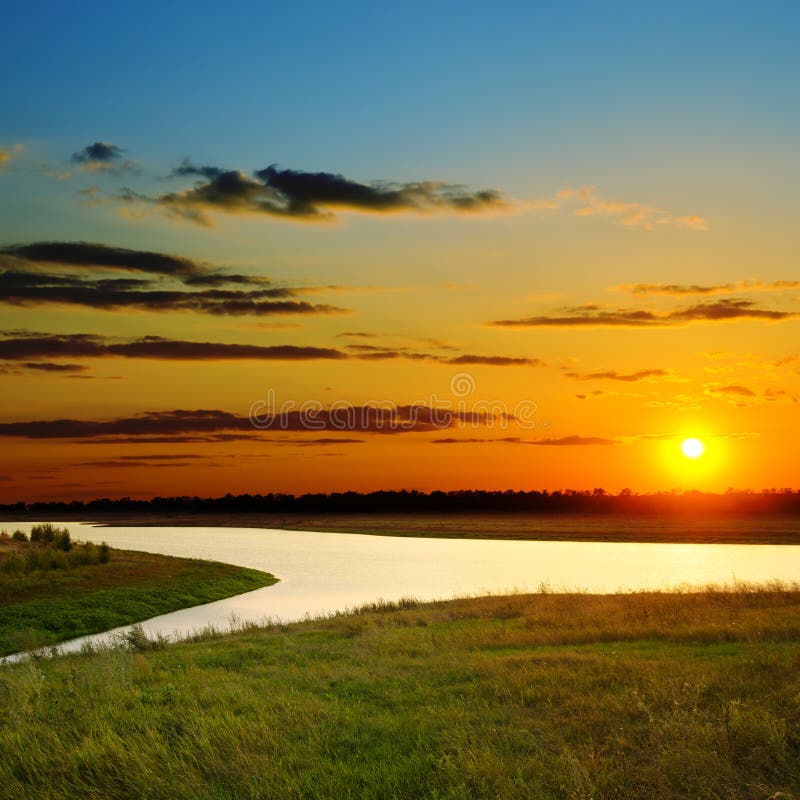 Sunset over river stock image. Image of land, scenic - 21579707